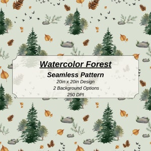 Watercolor Forest Seamless Pattern - Digital Paper | Scrapbook ...