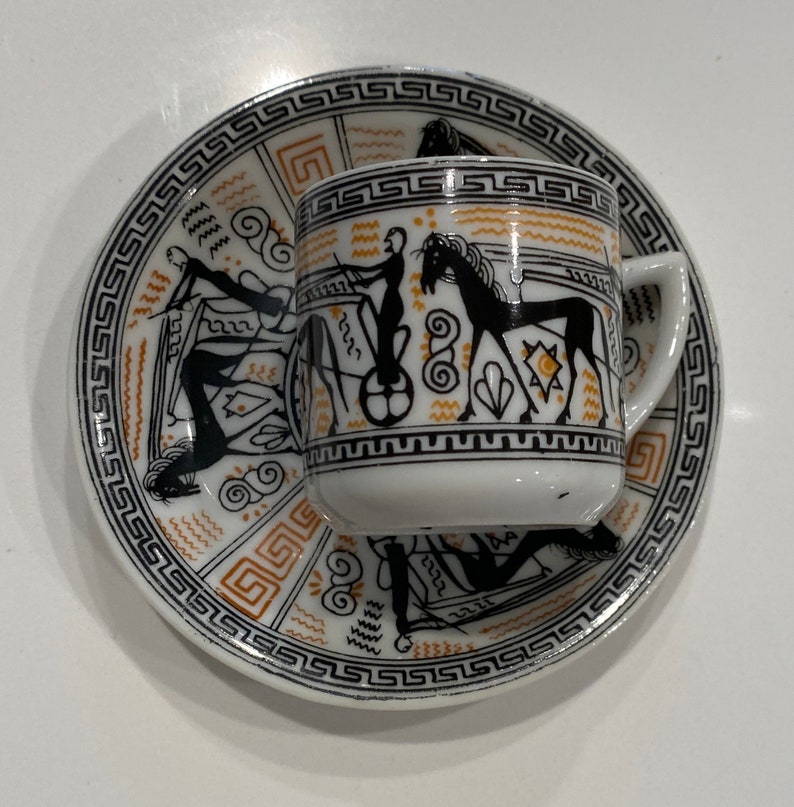 Greek Demitasse Cup and Saucer Museum Replica Procession of Chariots ...