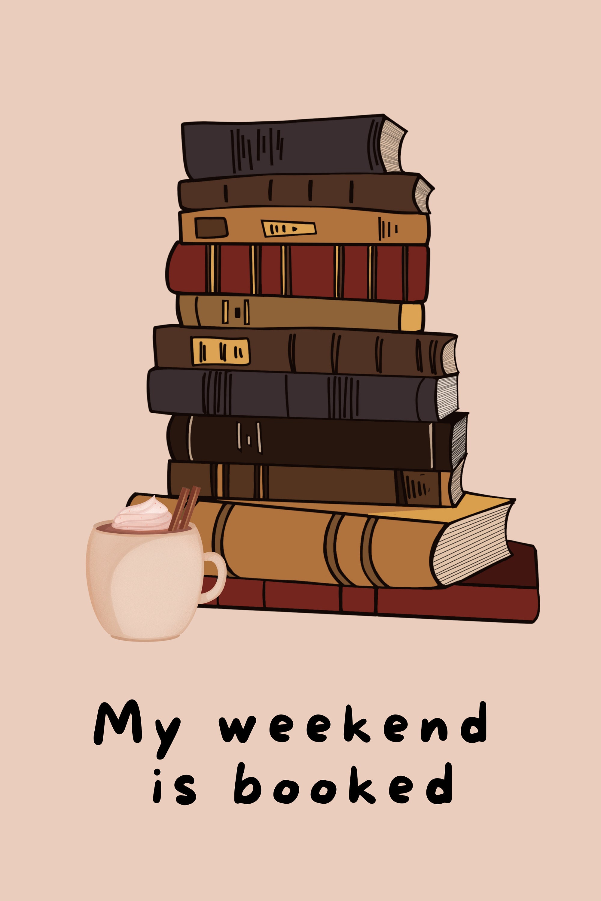 My Weekend is Booked - Cozy Reading With Cocoa - Etsy