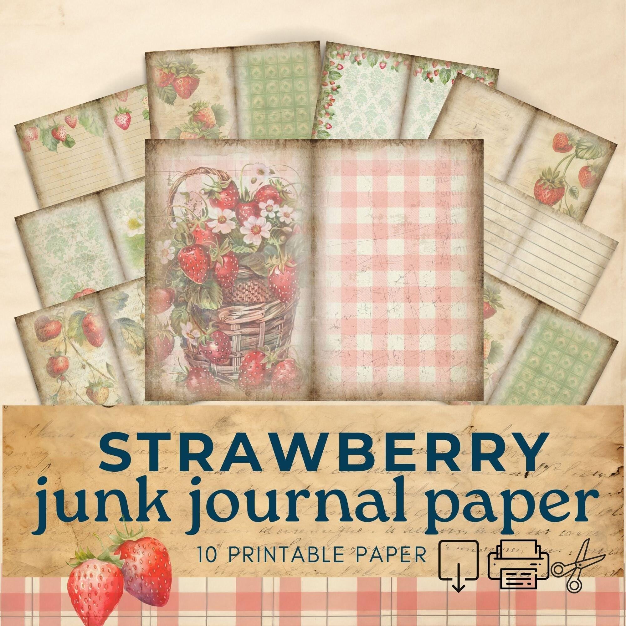 Strawberry Junk Journal Kit, Strawberry Ephemera, Vintage Strawberry ...