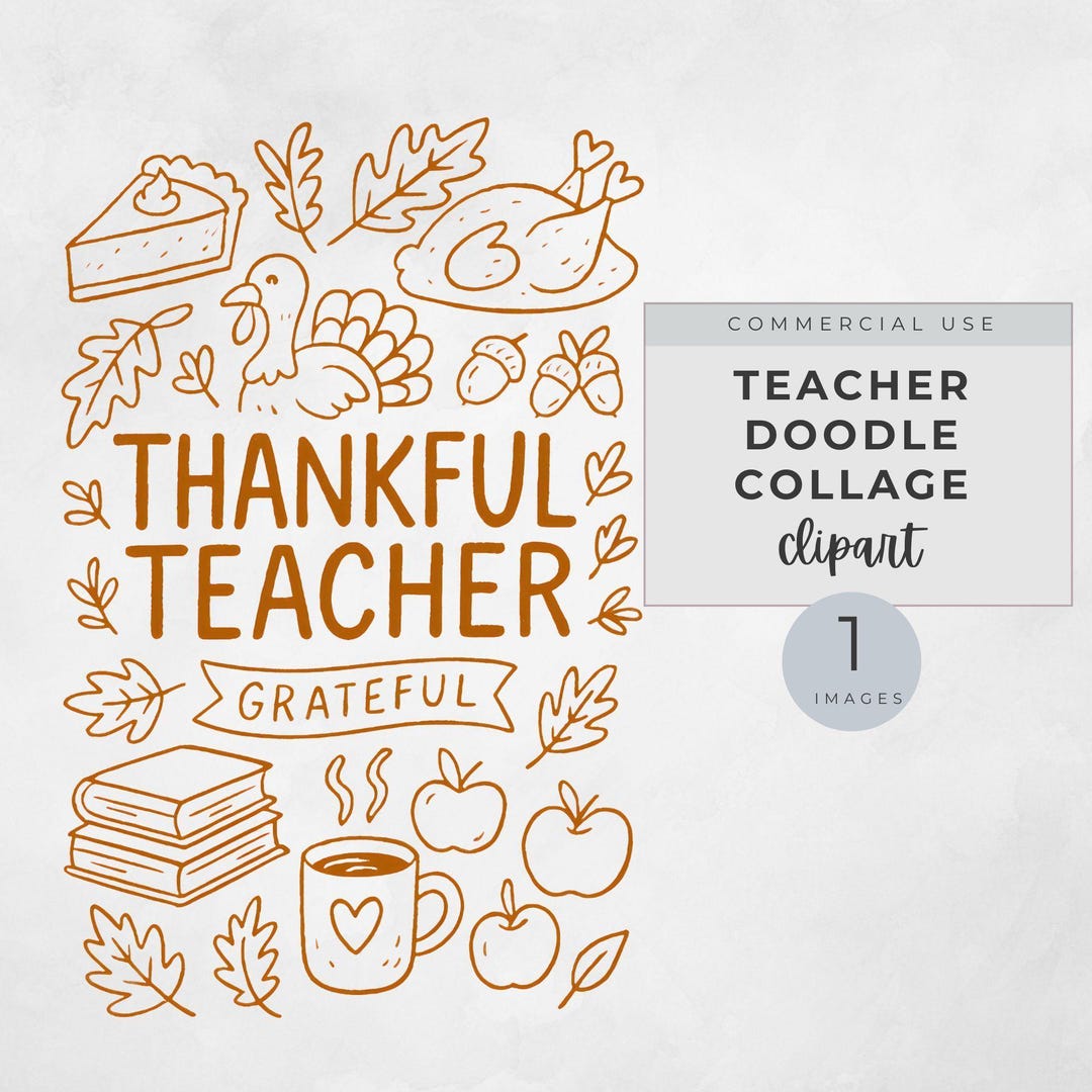 Thankful Teacher Fall Doodle Collage Png, Preppy Teacher Autumn Png ...
