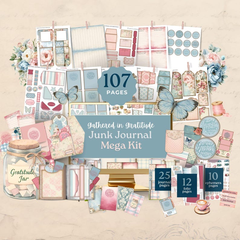 Junk Journal Mega Kit, Printable Scrapbooking Bundle, Ephemera ...