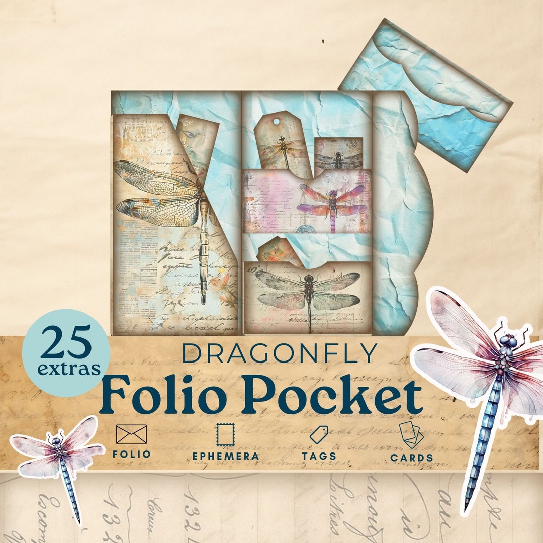 Dragonfly Junk Journal Folio Printables , Dragonfly Fussy Cuts ...