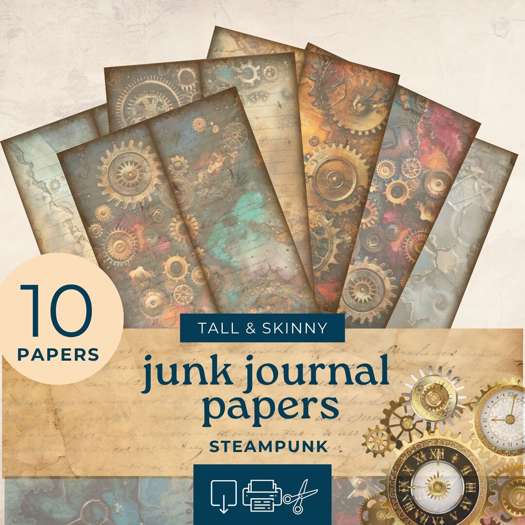 Steampunk Tall and Skinny Junk Journal Printables , Tall Skinny Journal ...
