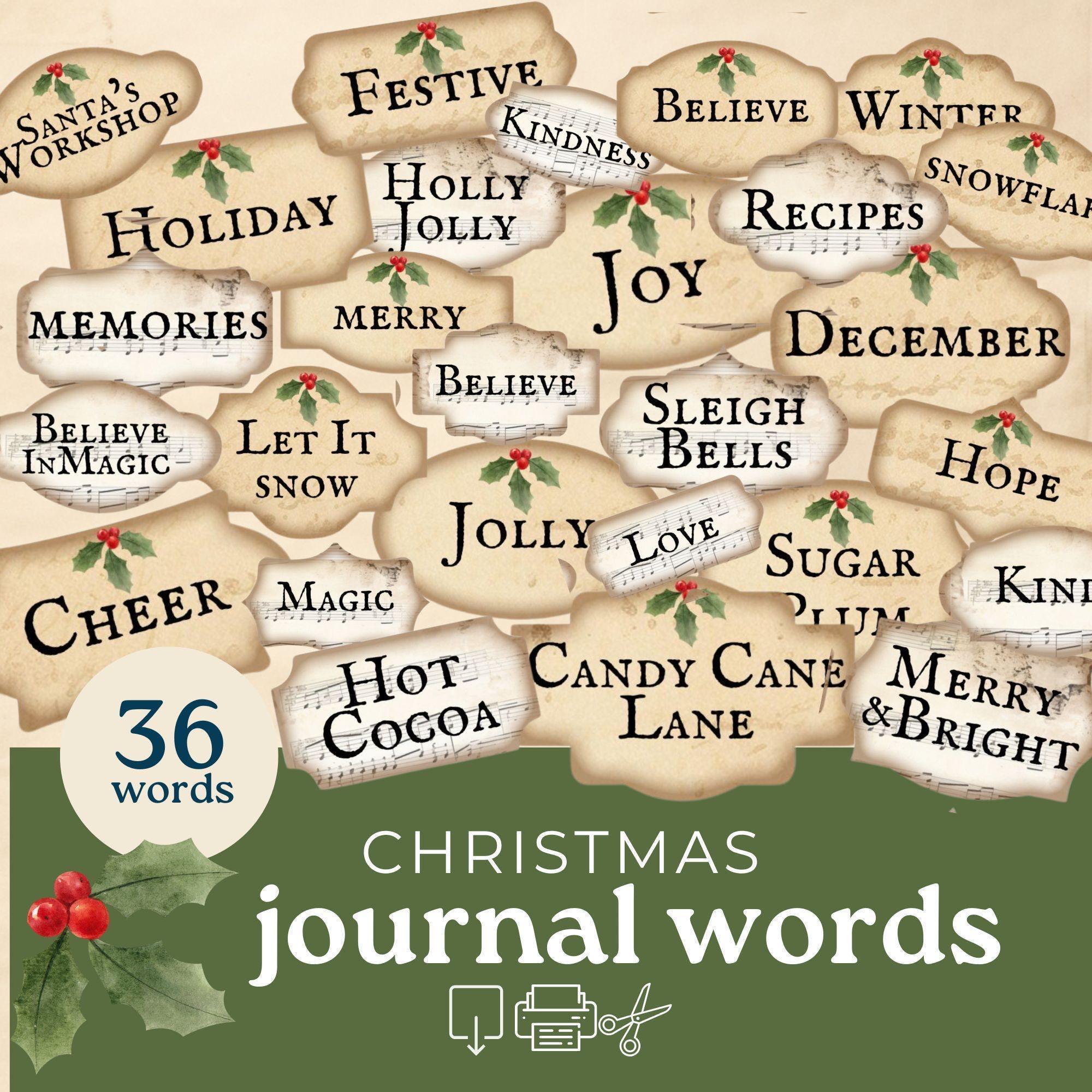 Christmas Word Labels Junk Journal , Junk Journal Words Printable ...