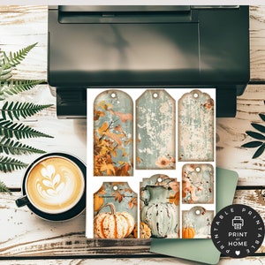 Teal Pumpkin Junk Journal Ephemera, Fall Ephemera Cards, Digital ...