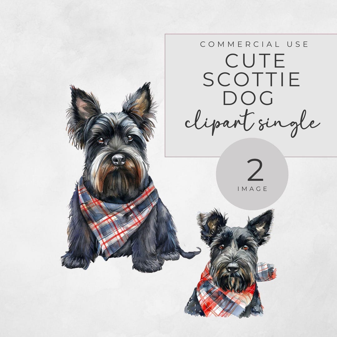 Scottie Dog Clipart, Watercolor Black Scottie Dog Png, Small Breed Dog ...