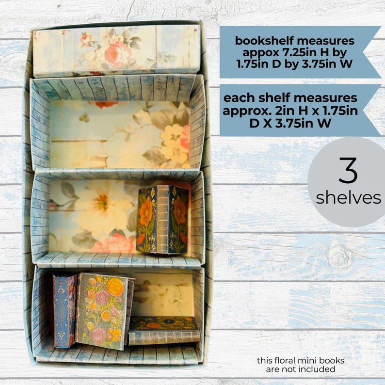 Printable Mini Box Junk Journal, Shabby Chic Bookshelf for Mini Books ...