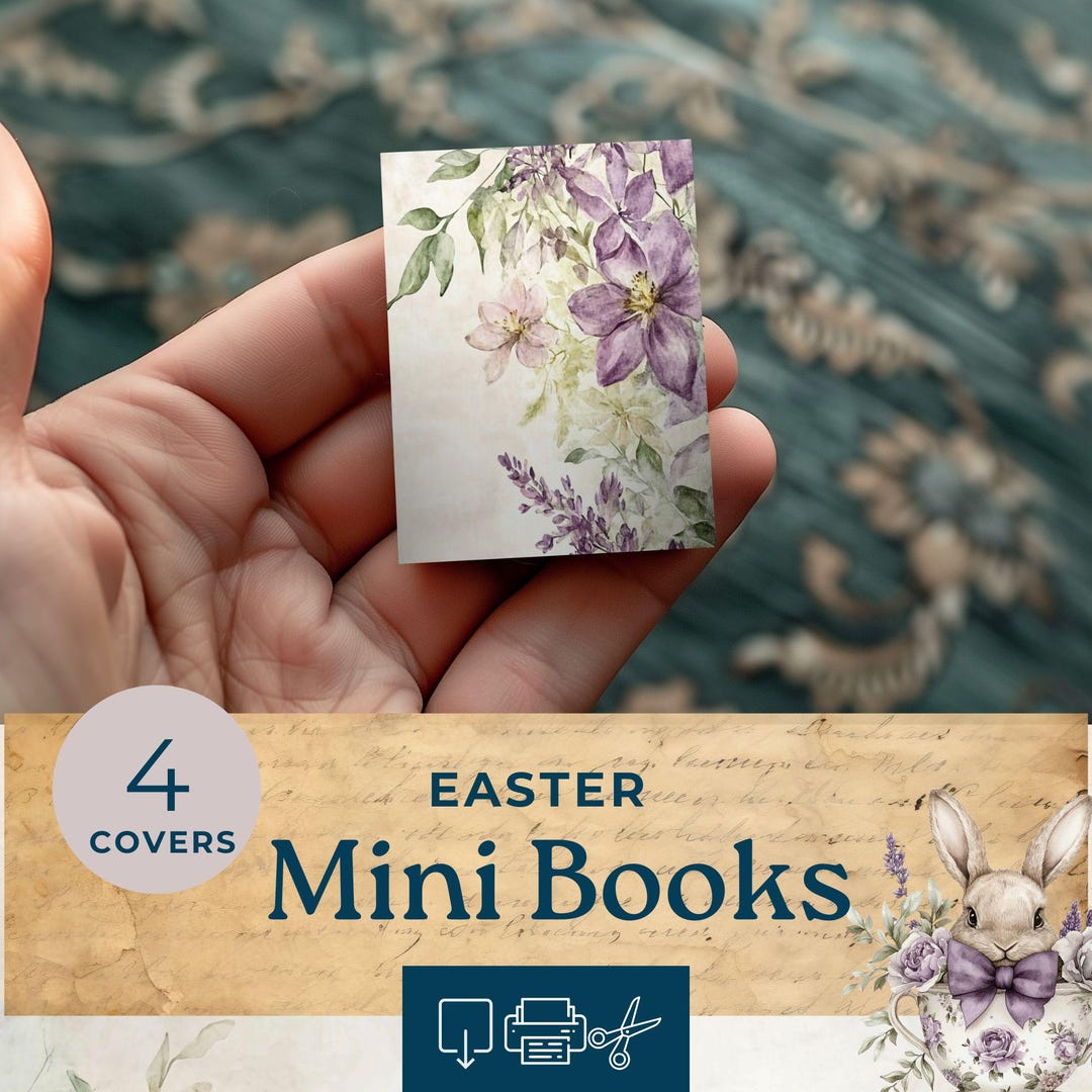 Printable Dollhouse Mini Book, Grandmillennial Easter, Mini Book Covers ...