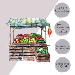 Farmer Market Stand Clipart, Fruits and Vegetables Png, Scrapbook ...