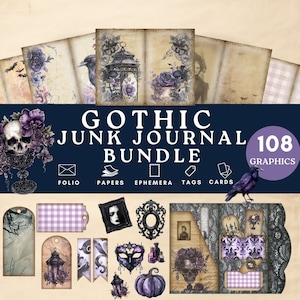 Gothic Junk Journal Kit, Dark Academia Pngs, Trifold Pocket Folio ...