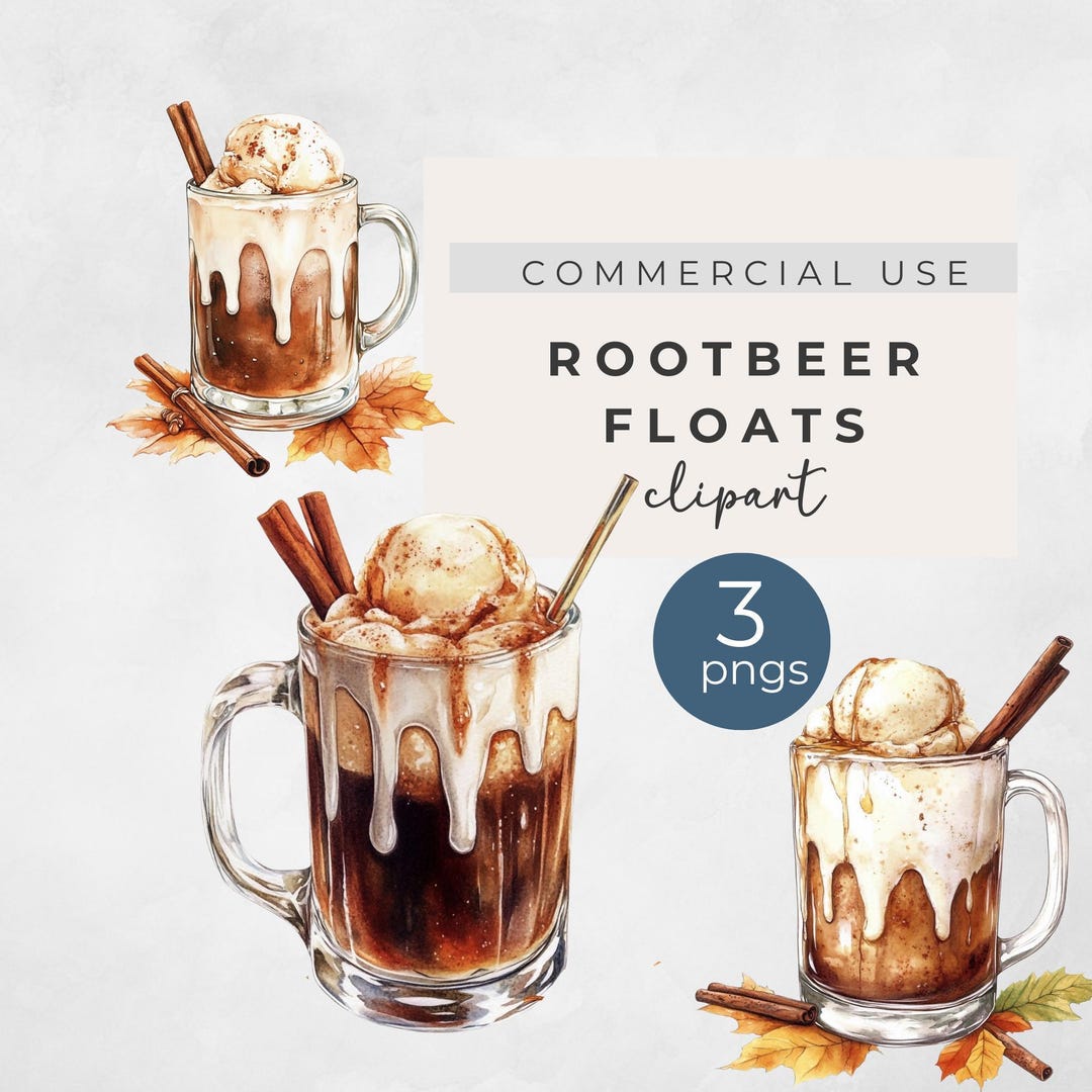 Root Beer Float Clipart, Watercolor Soda Clip Art, Sock Hop Clipart ...