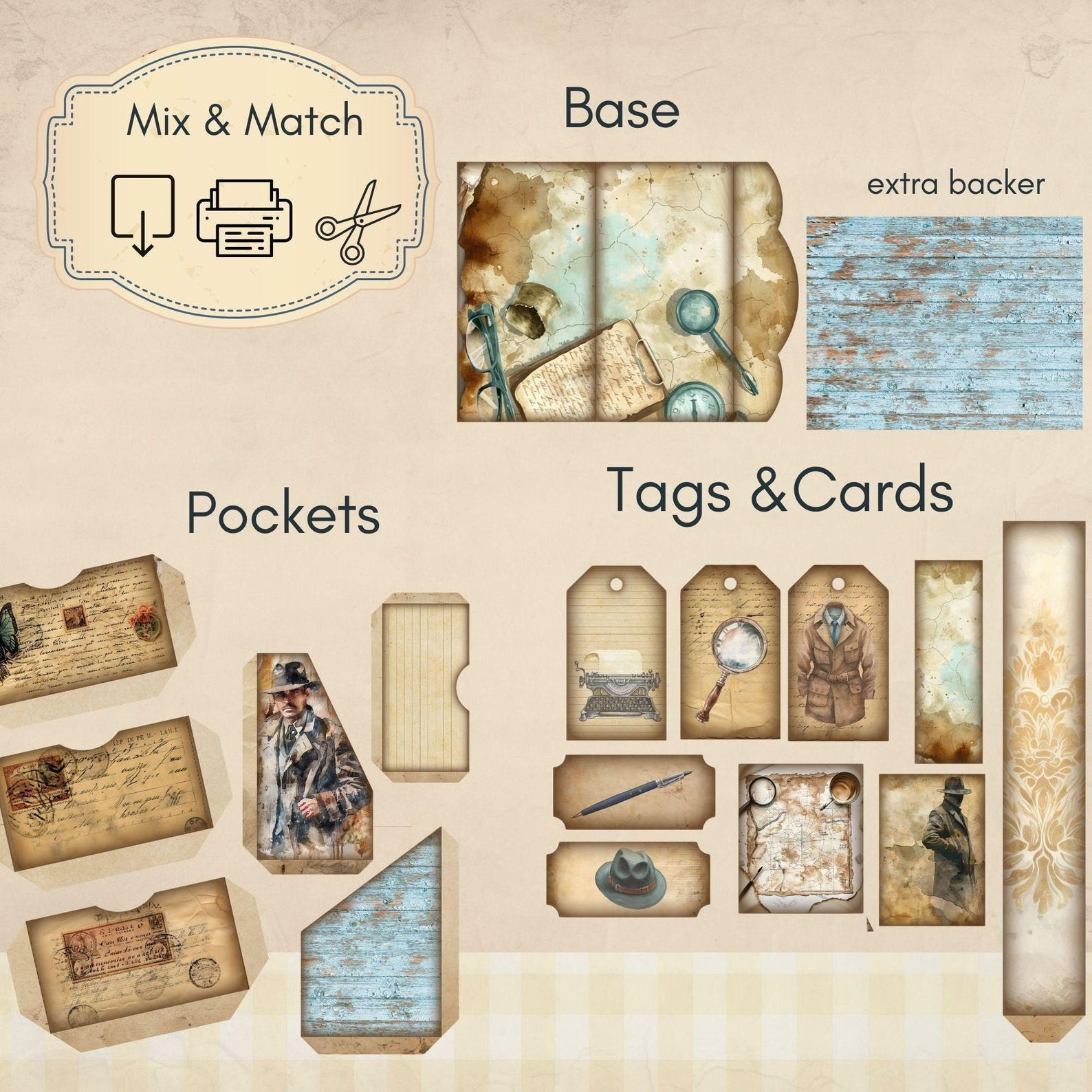 Junk Journal Detective Folio, Detective Crafting Kit , Paper Craft ...