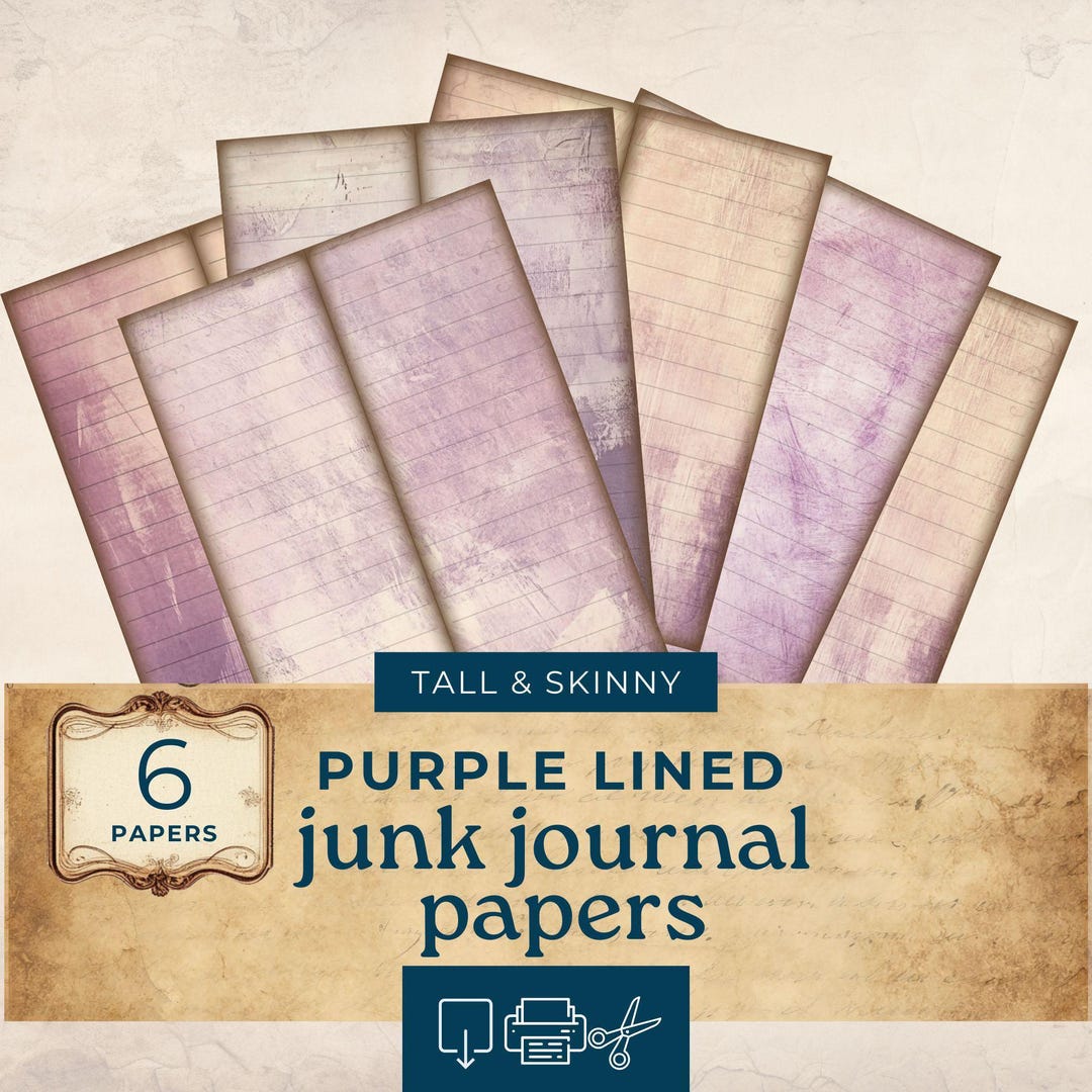 Purple Lined Paper for Junk Journals, Tall and Skinny Junk Journal ...