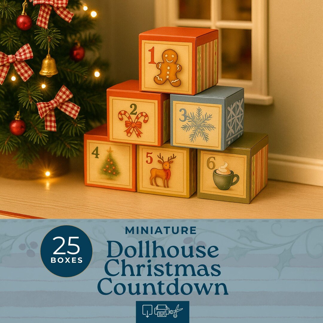 Miniature Dollhouse Christmas Countdown Boxes, Printable for Dollhouse ...