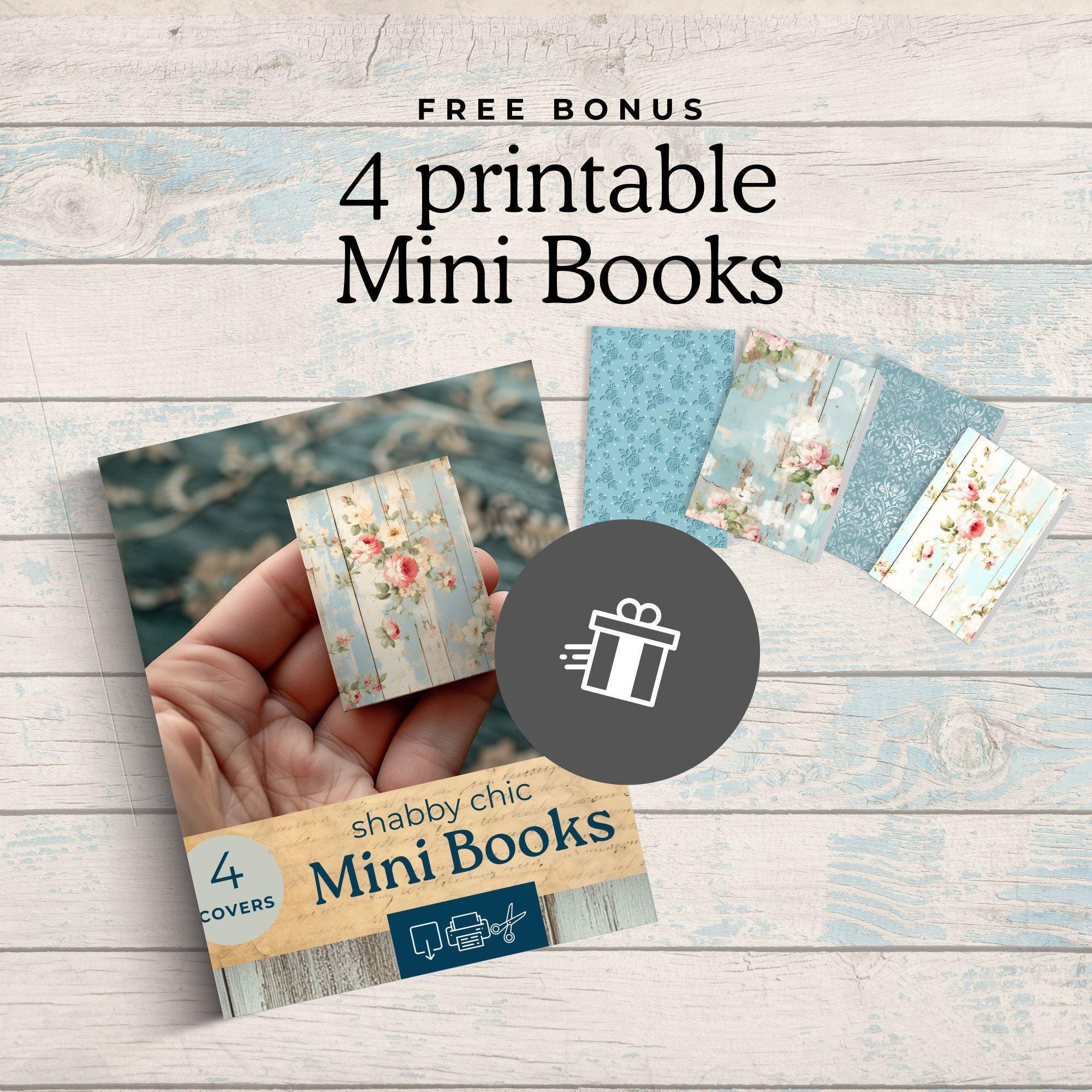 Printable Mini Box Junk Journal, Shabby Chic Bookshelf for Mini Books ...