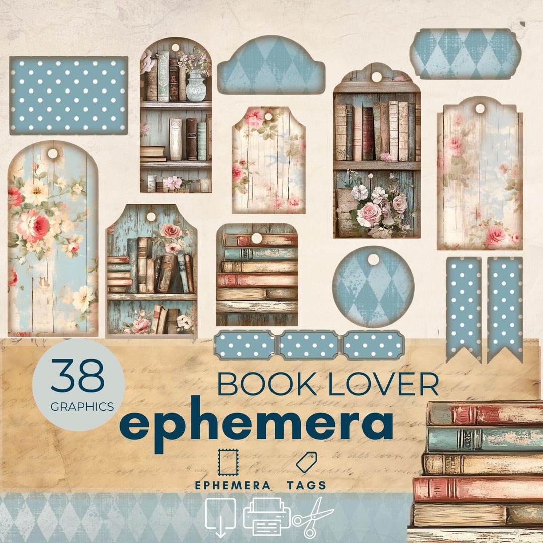 Shabby Chic Library Junk Journal, Teal Floral Junk Journal, Shabby Chic ...