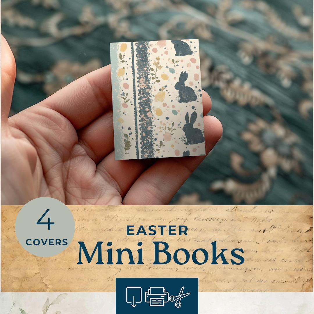 Printable Dollhouse Mini Book, Easter Bunny Book , Mini Book Covers ...