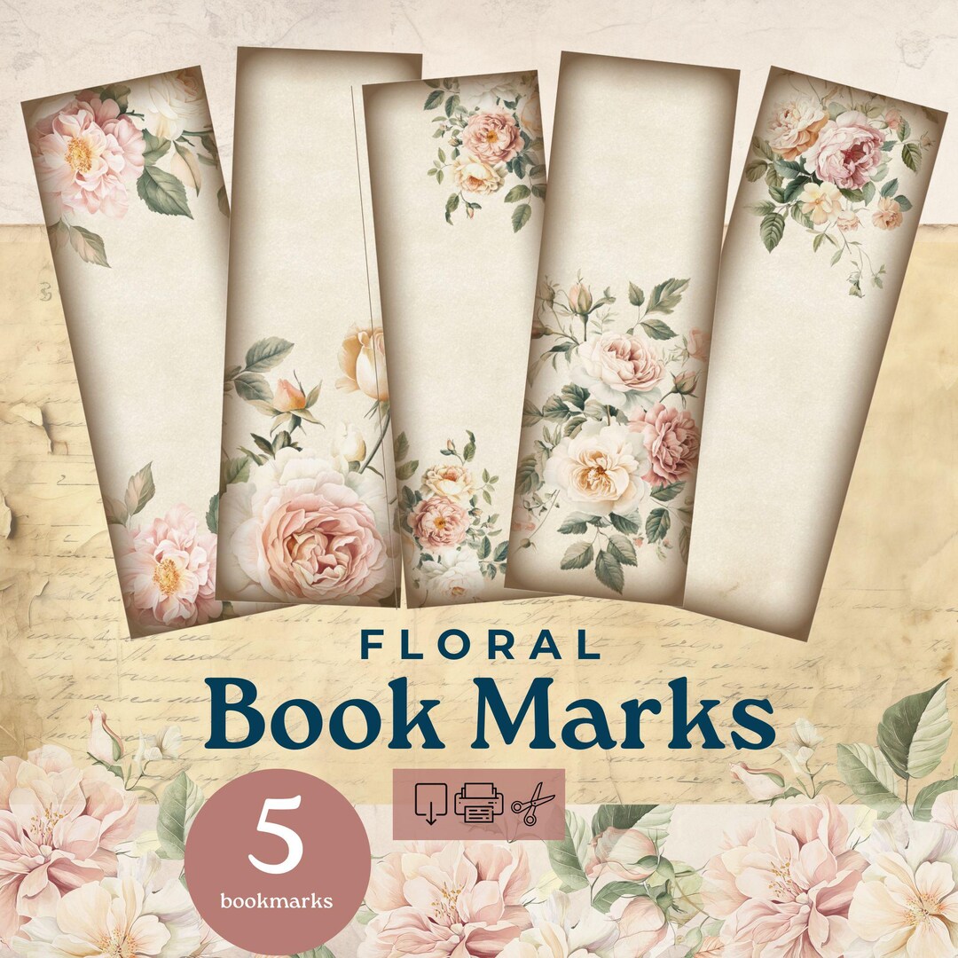 Printable Floral Bookmark, Pink Floral Journal Watercolor Printable ...