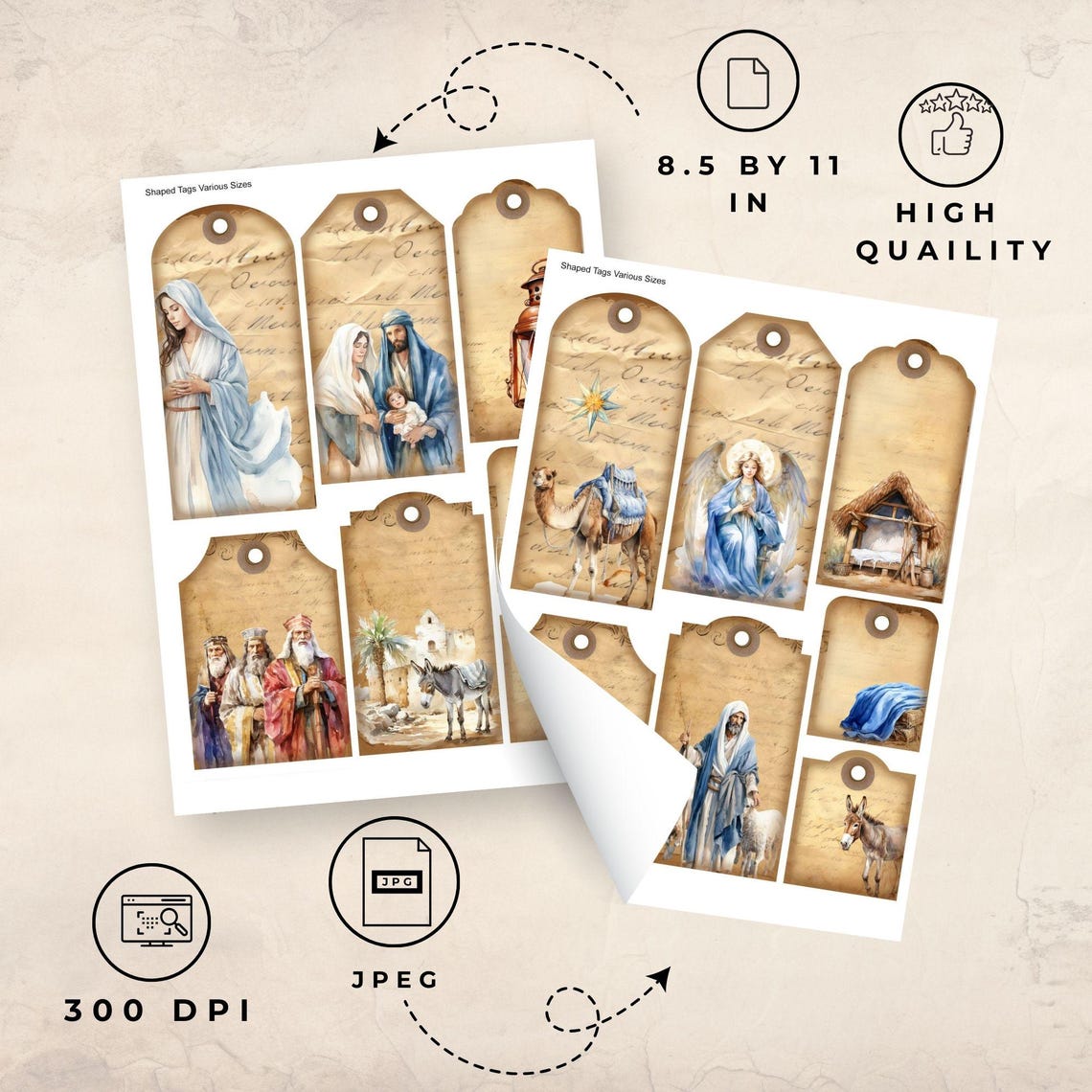 Christian Junk Journal Tags, Nativity Junk Journal Ephemera, Bible Junk ...