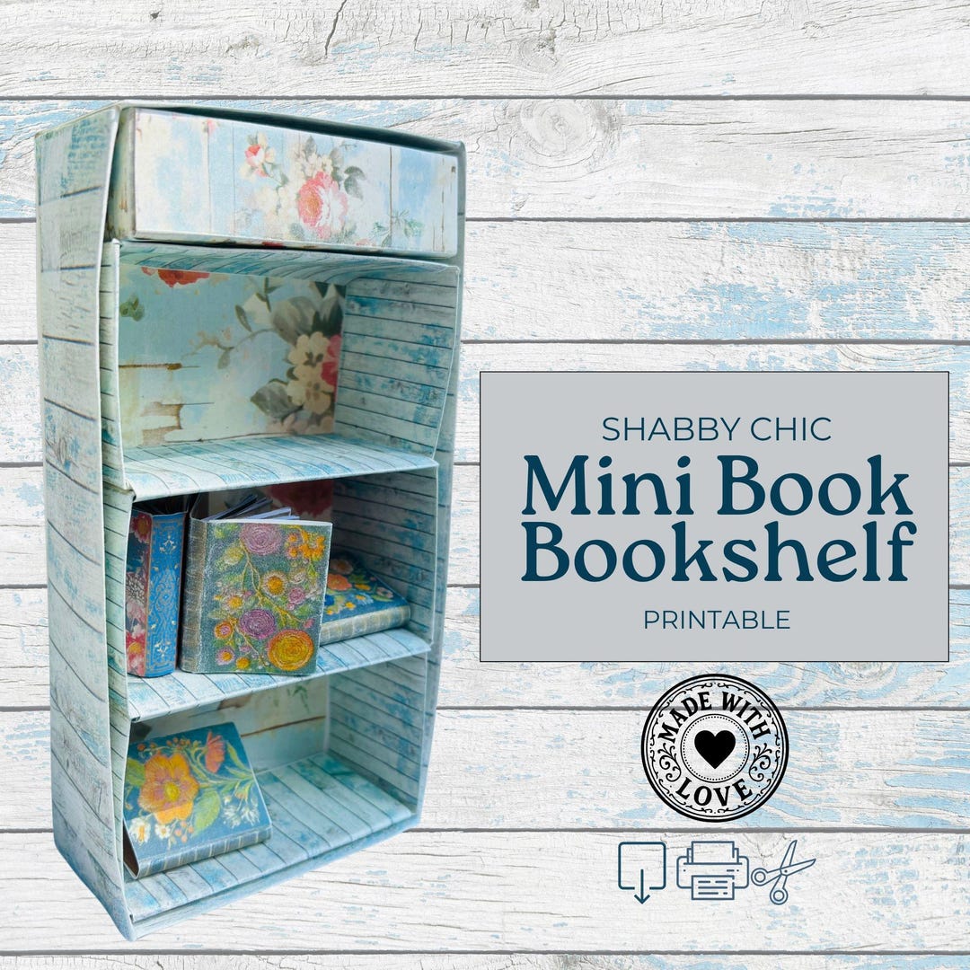 Printable Mini Box Junk Journal, Shabby Chic Bookshelf for Mini Books ...