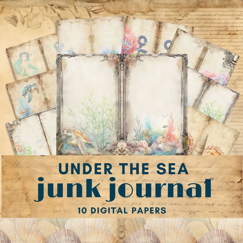 Under the Sea Junk Journal Digital Paper, Mermaid Printable Ephemera ...