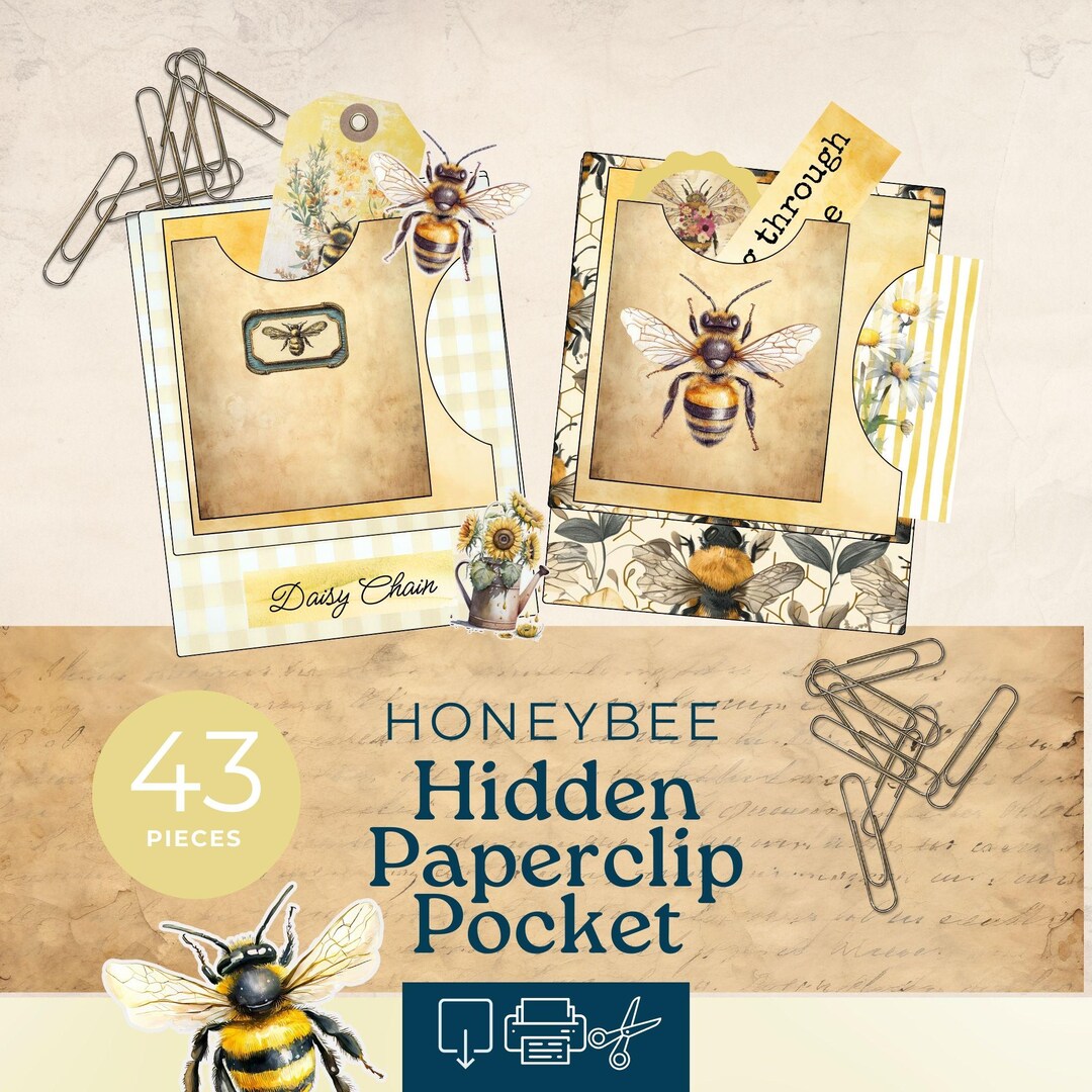 Hidden Paperclips Printable, Bee Hidden Paperclip Bookmark, Bee Keeper ...