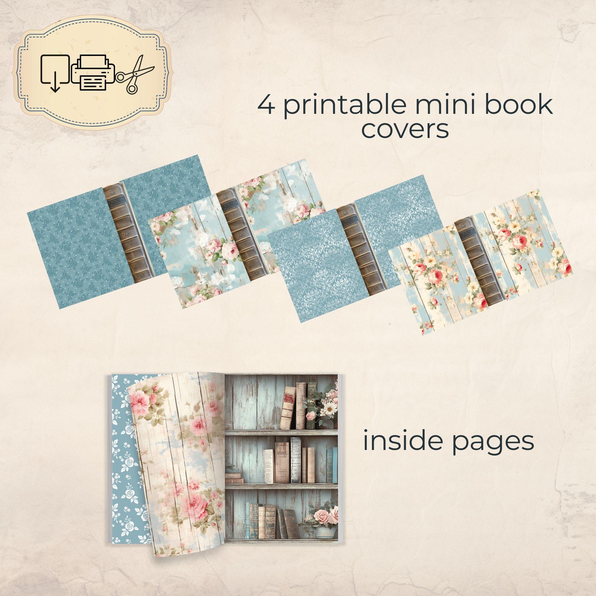 Printable Dollhouse Mini Book, Shabby Chic Library Miniature Book ...