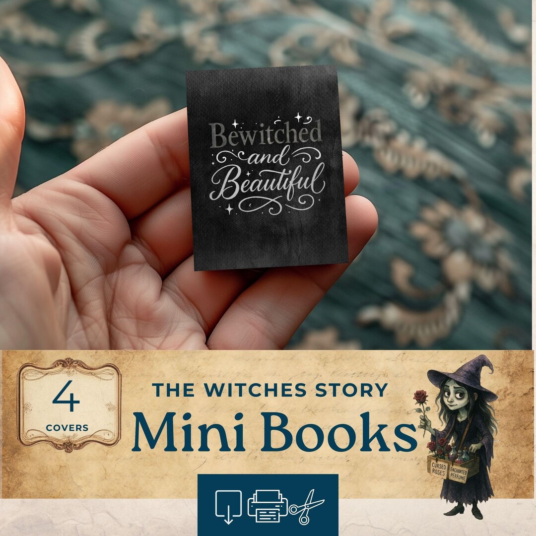 Printable Dollhouse Mini Book, Halloween Witch Mini Story Book, Black ...