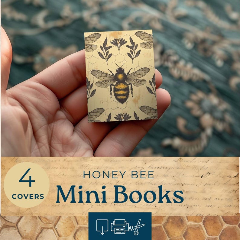 Printable Dollhouse Mini Book, Honeybee Miniature Book, Bee Junk ...
