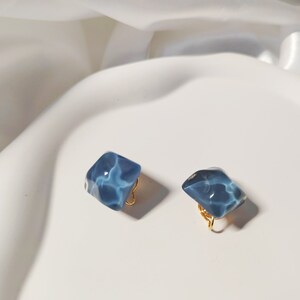 Clip on Earrings Blue Water Ripples Acrylic Stud Clip on Earrings|new ...