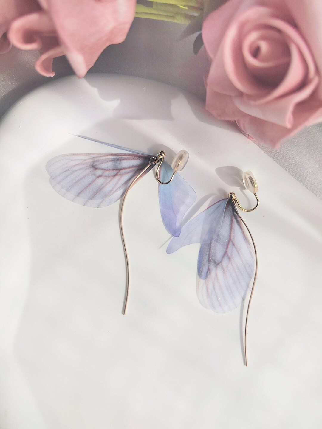 Purple Butterfly Wing Clip on Earrings: Pain-free Non Pierced Jewelry ...