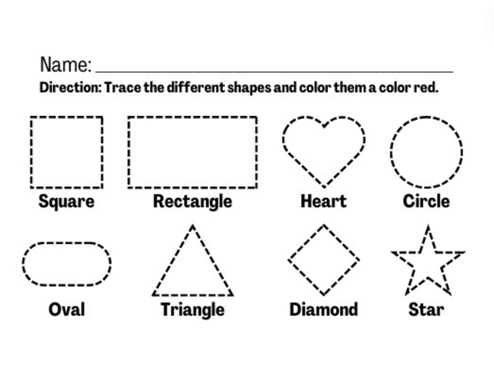 Practice Shapes Worksheet - Etsy