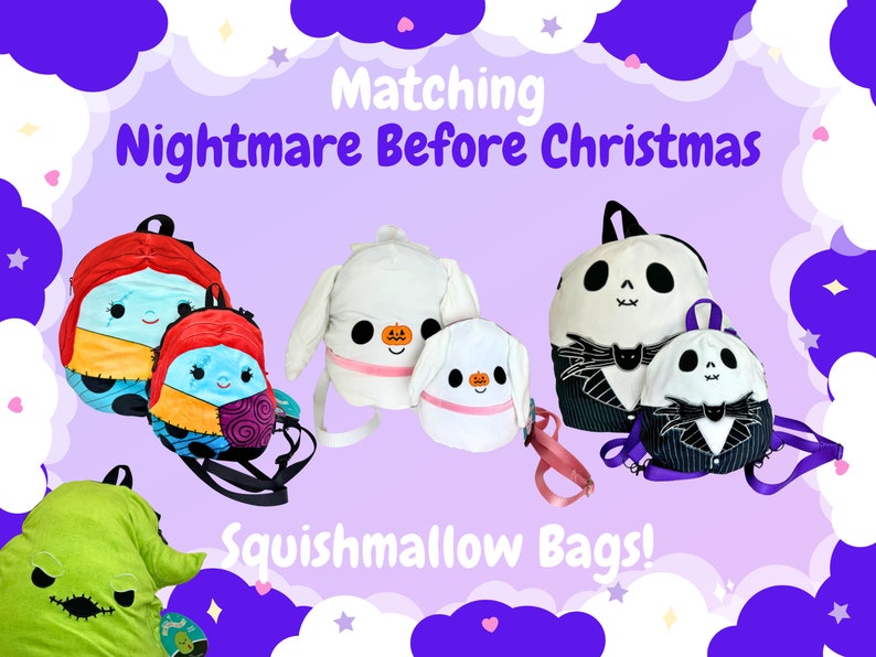 NIGHTMARE BEFORE CHRISTMAS Custom Squishmallow Backpack Or Crossbody NIGHTMARE BEFORE CHRISTMAS Custom Squishmallow Backpack Or Crossbody