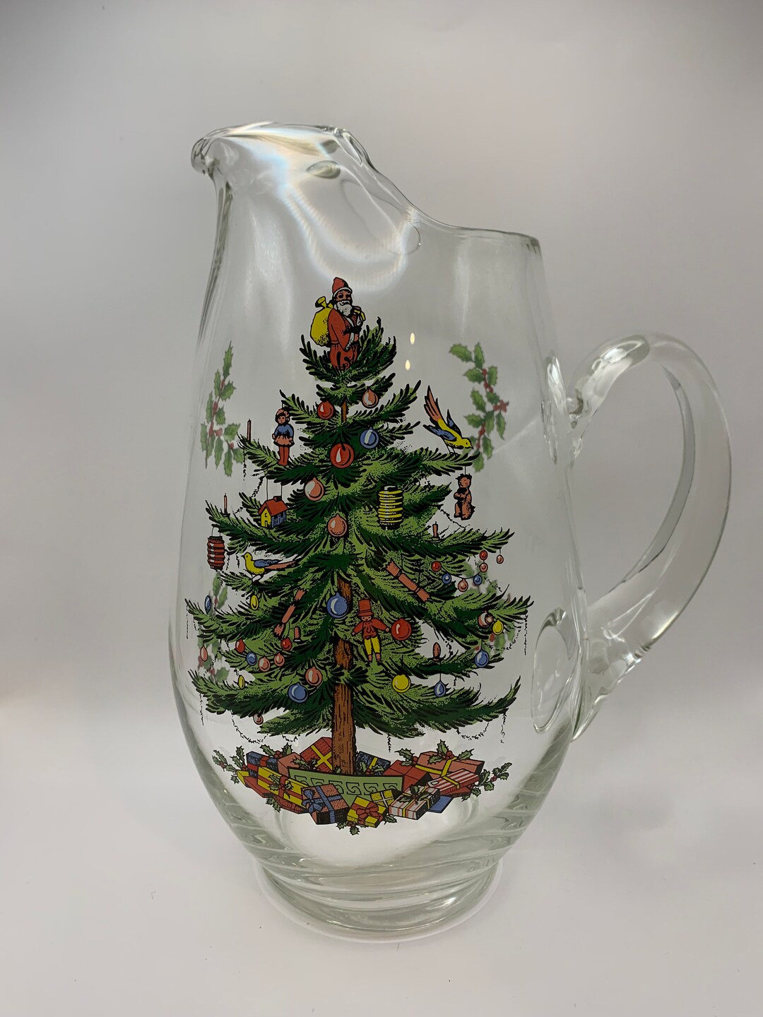 Vintage Spode Christmas Tree Glass Pitcher - Etsy