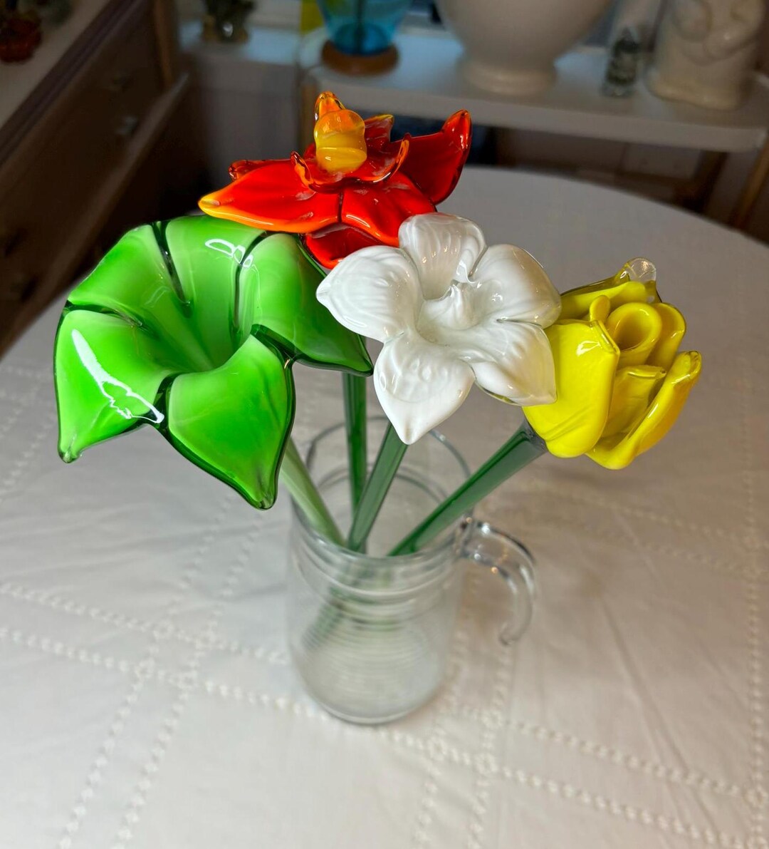 Vintage Glass Art Flower, 18 Inch Stem - Tropical - Etsy