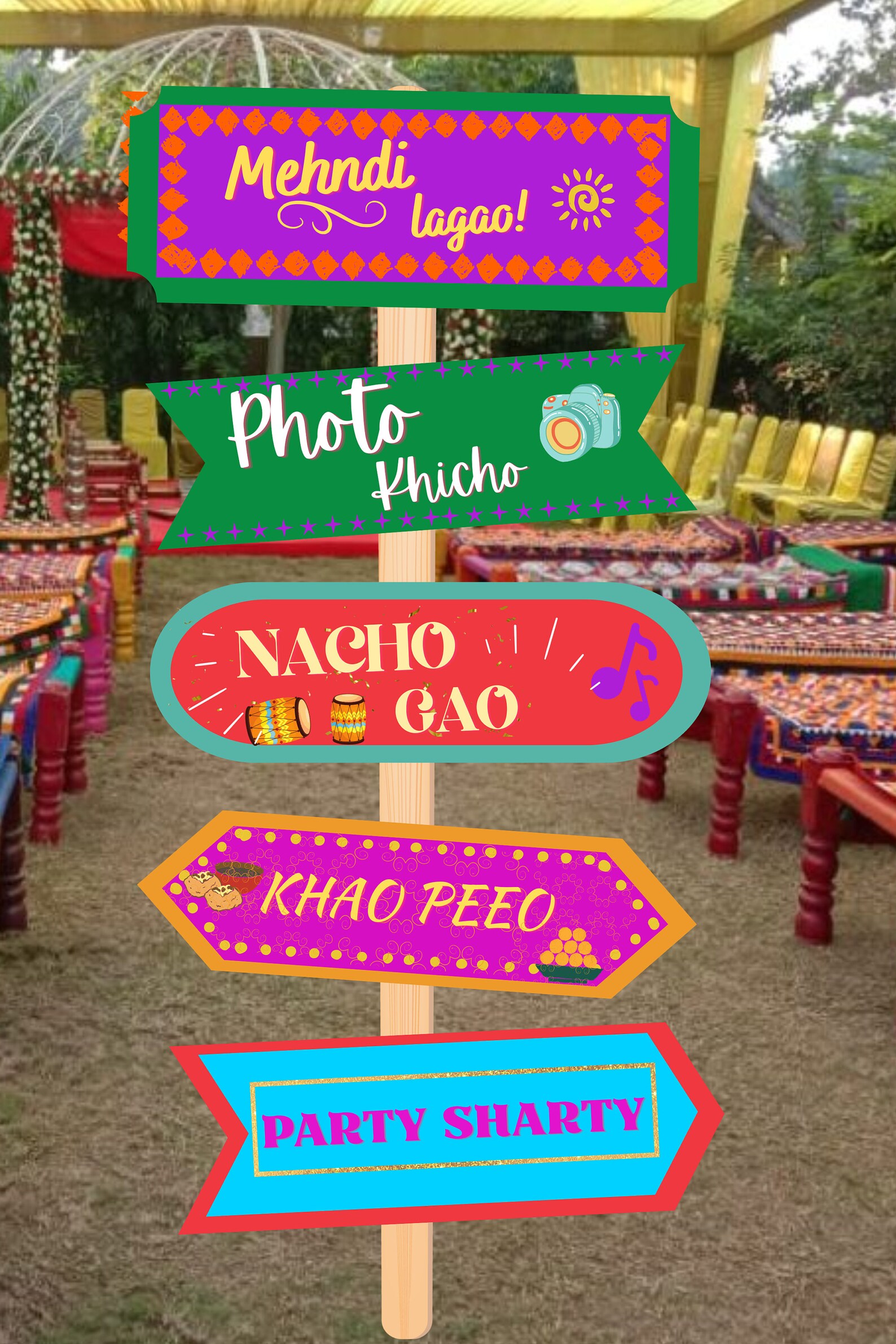 Quirky Desi Phrases as Mehendi Decor, Sangeet Decor as Haldi Decoration ...