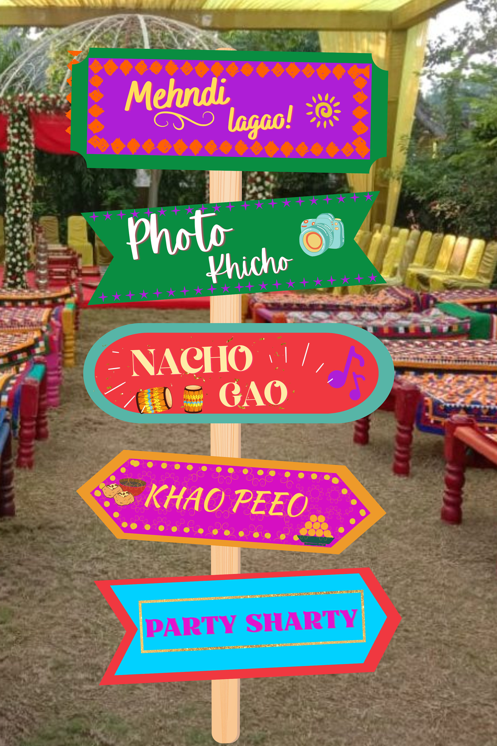Quirky Desi Phrases as Mehendi Decor, Sangeet Decor as Haldi Decoration ...