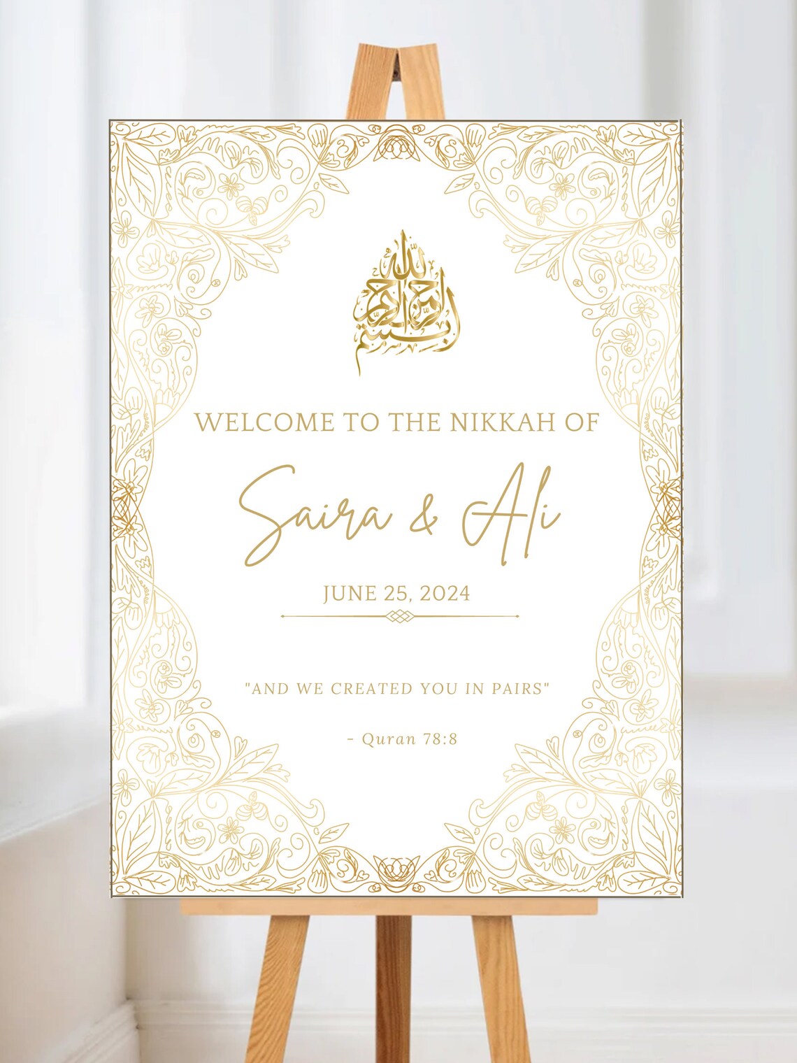 Nikkah Welcome Sign, Personalized Nikkah Sign, Custom Nikkah Sign ...