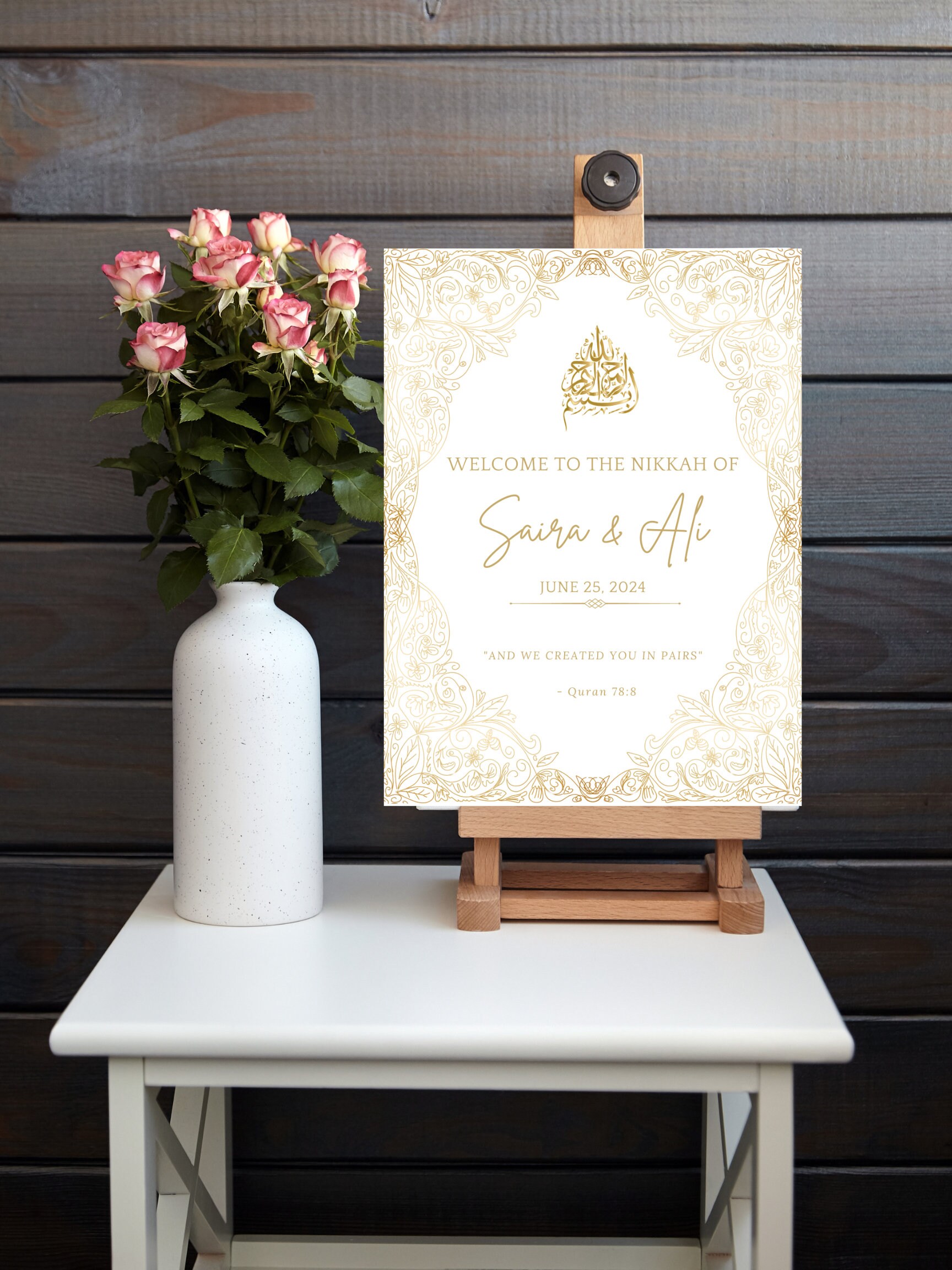 Nikkah Welcome Sign, Personalized Nikkah Sign, Custom Nikkah Sign ...