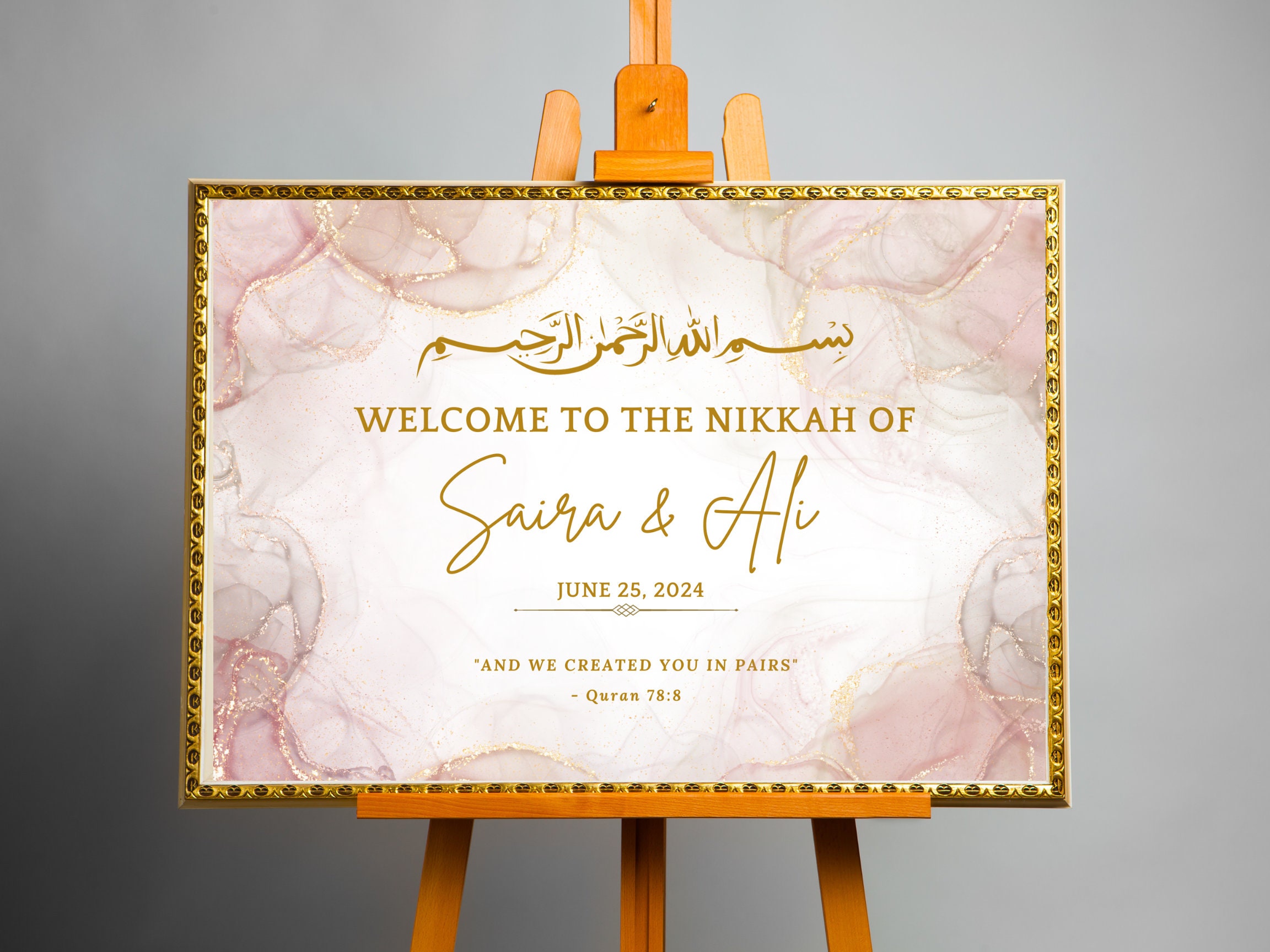 Nikkah Welcome Sign Personalized Nikkah Sign Custom Nikkah - Etsy