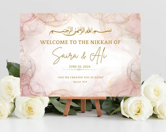 Nikkah Welcome Sign, Personalized Nikkah Sign, Custom Nikkah Sign ...