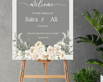 Nikkah Welcome Sign, Personalized Nikkah Sign, Custom Nikkah Sign ...