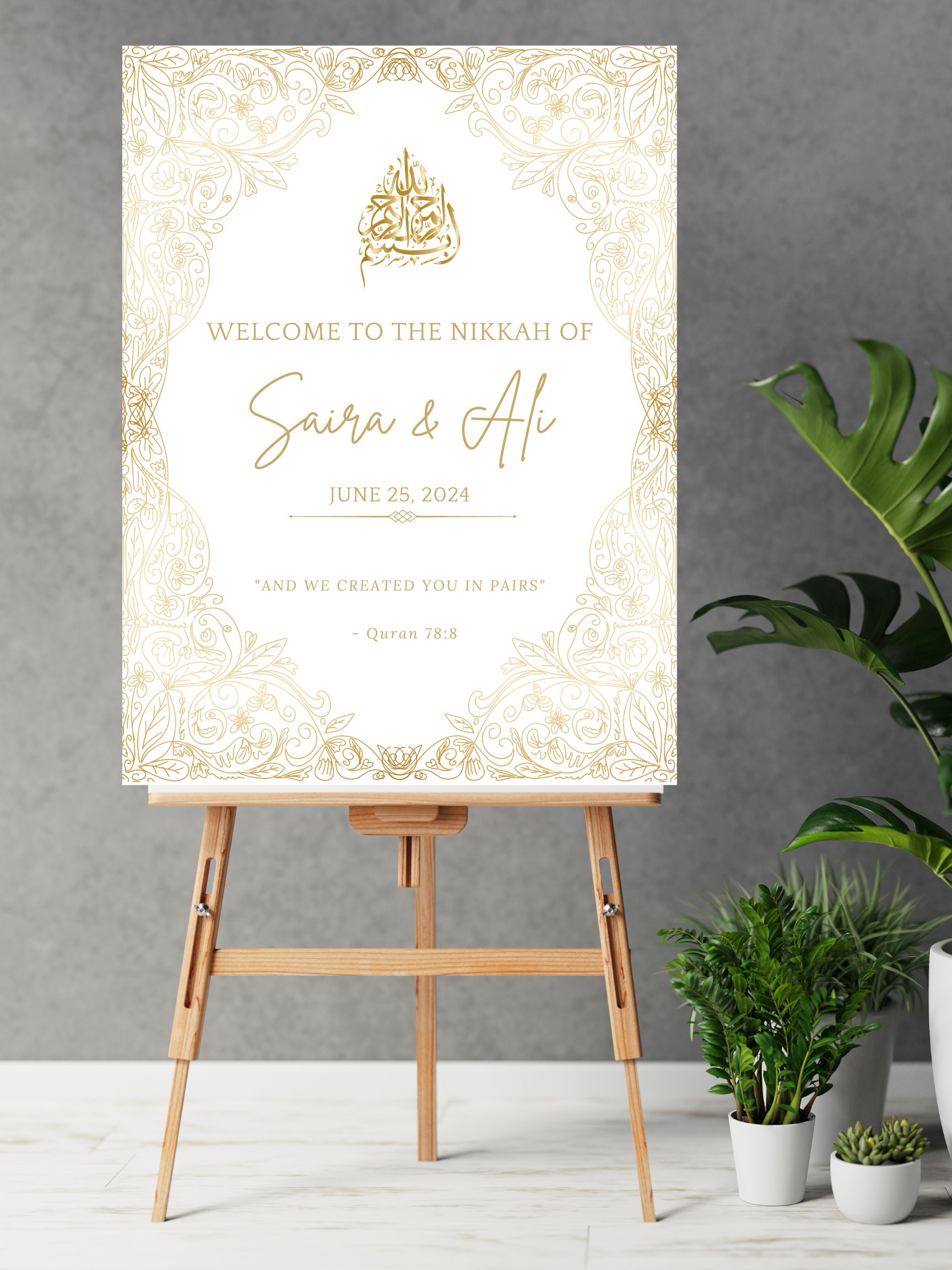 Nikkah Welcome Sign, Personalized Nikkah Sign, Custom Nikkah Sign ...