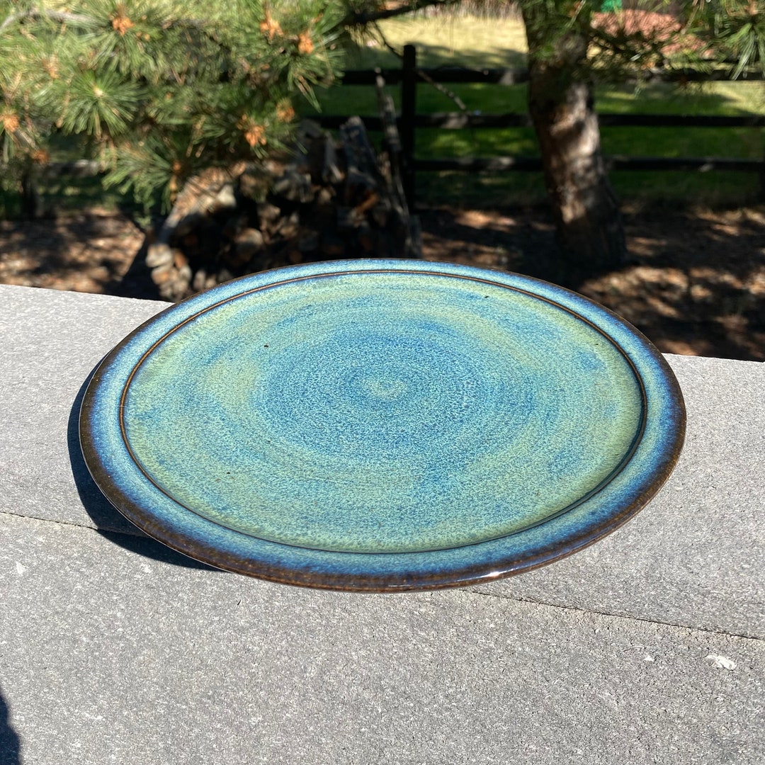Light Green & Blue Plate - Handmade Ceramic Plate - Etsy
