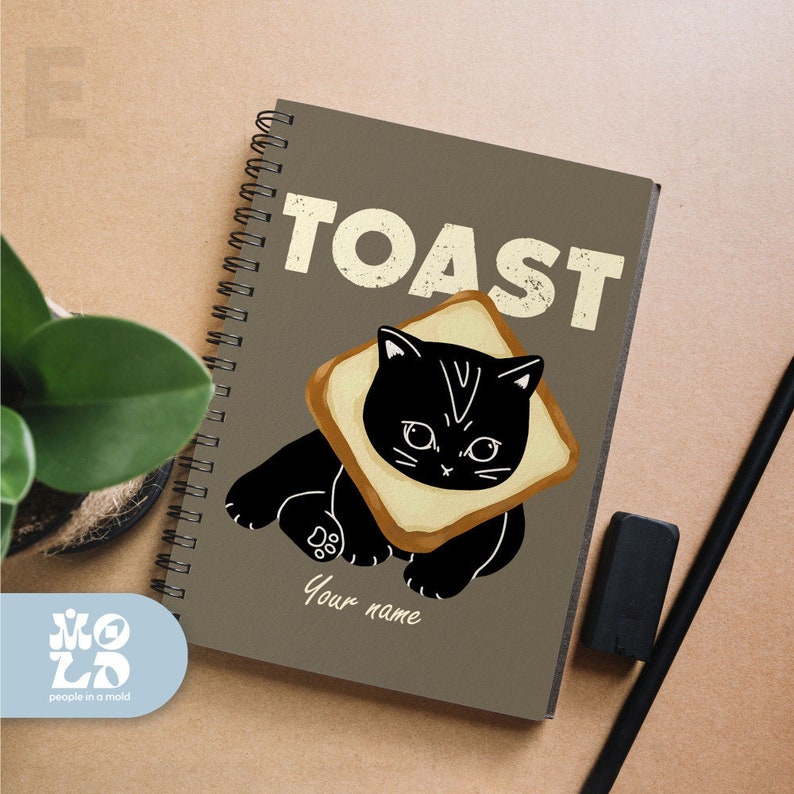 Cat and Toast Notebook, Cat Journal Book, Custom Name Gift, Cat Owners ...