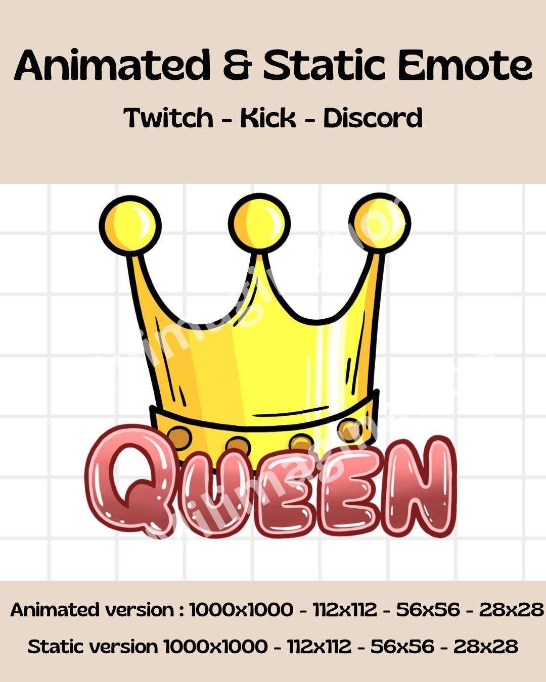 Animated Queen Crown Emotes - Twitch - Discord - Kick - Etsy