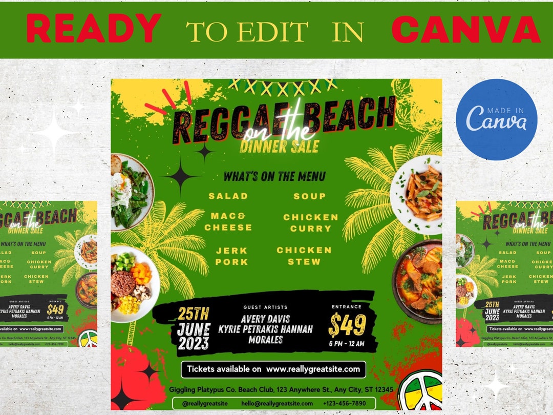 Jamaican Inspired Flyereditable Flyer Template Caribbean - Etsy