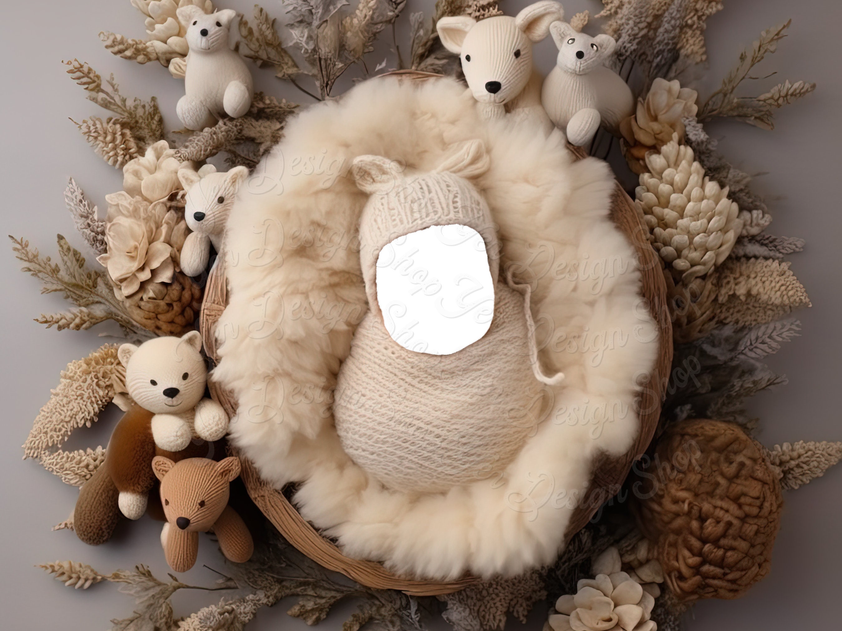 Woodland Newborn Digital Background, Woodland, Fall Season, Stuffed ...