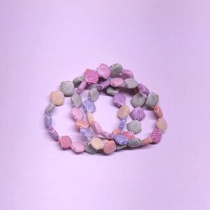Girls Scallop Shell Bracelets, Little Girl Jewelry, Pastel Clay Beaded ...